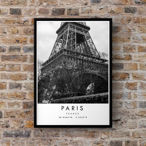 Paris Travel Print France Poster Black and White Print - Etsy UK