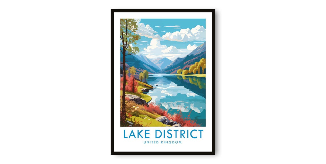 湖水地方の旅行ポスター: ジクレー ファイン アート プリント - Etsy 日本