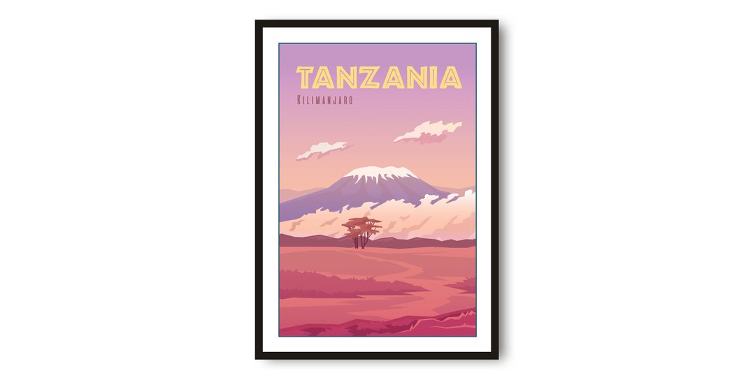 Tanzania Travel Poster, Kilimanjaro Poster, Colourful Print, Unique ...