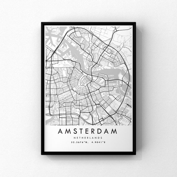 Amsterdam Wall Art City Travel Amsterdam Print City Coordinates ...