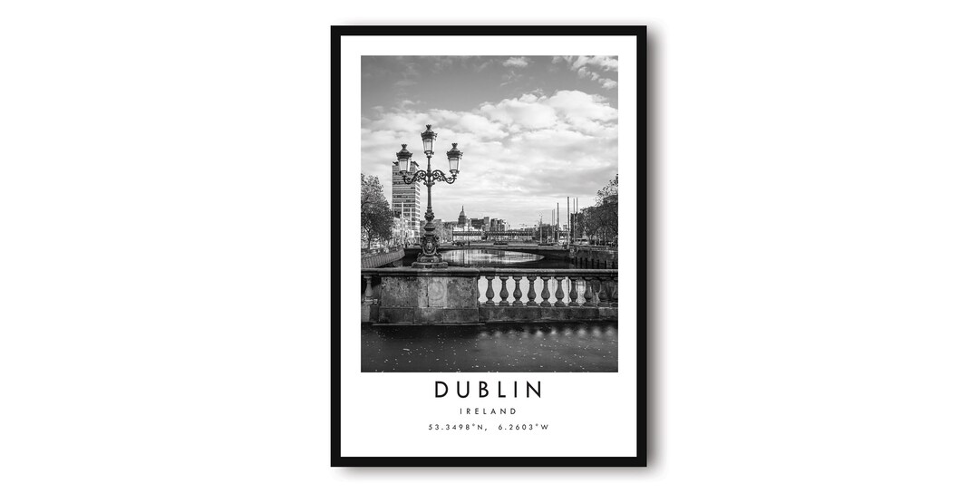 Dublin Travel Print, Dublin Poster, Unique Wallart Decor, Black and ...
