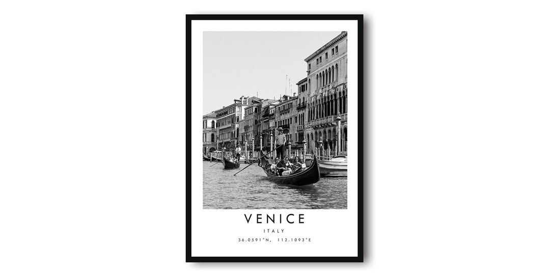 Venice Travel Print, Italy Poster Poster, Black and White Print, Unique ...