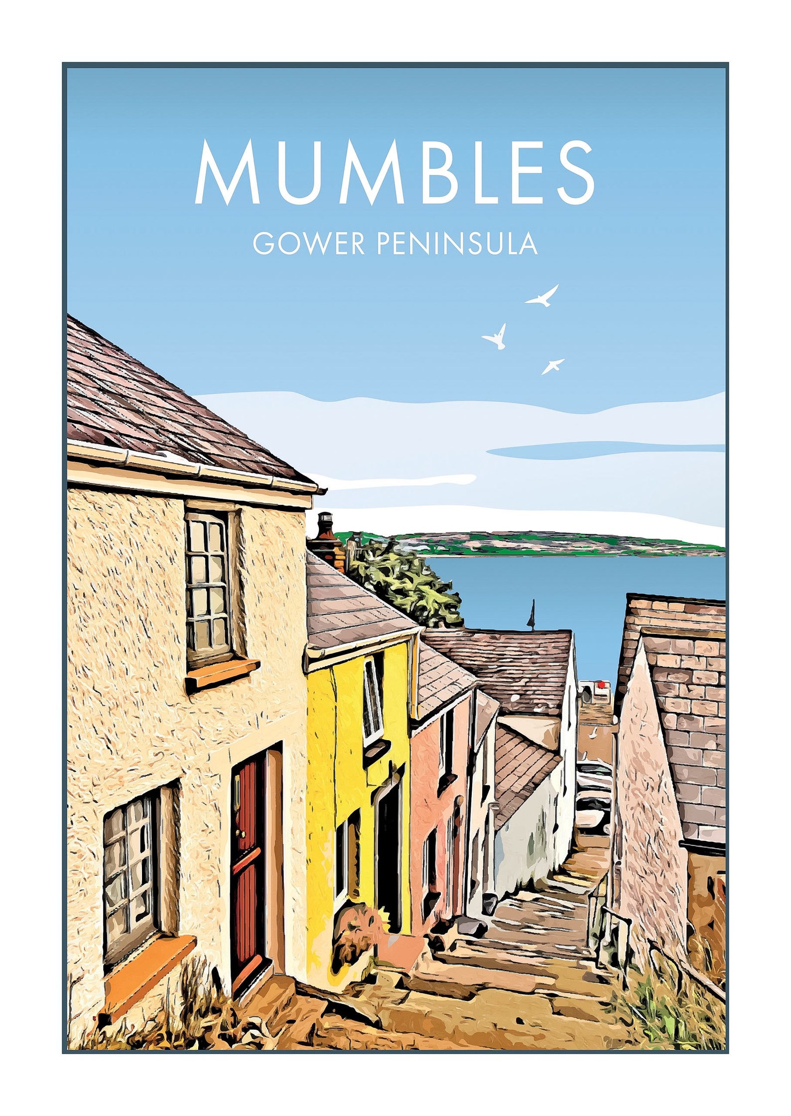 Mumbles Travel Poster Mumbles Poster Print Gower Wall Art - Etsy