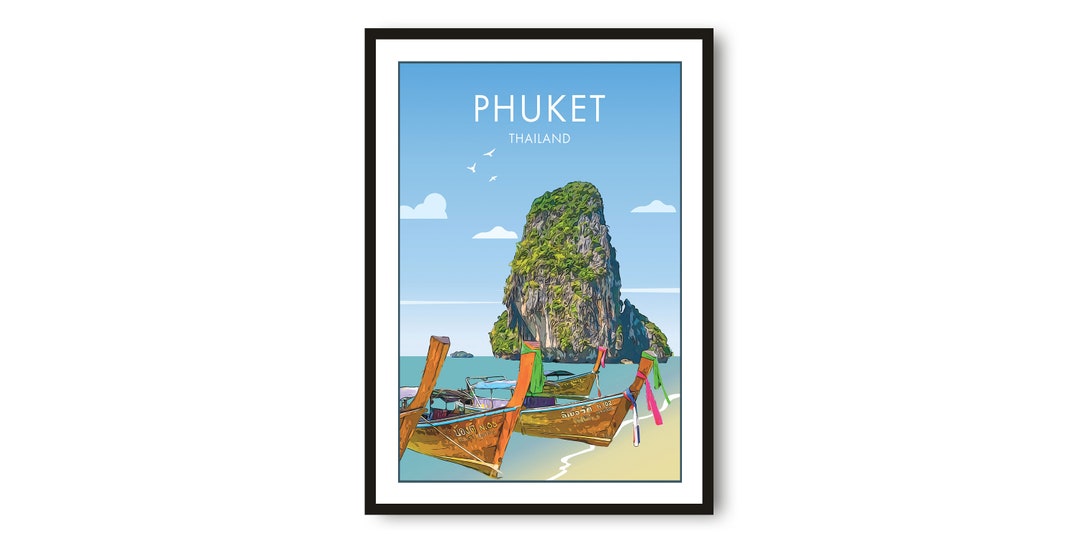 Phuket Travel Poster, Thailand Poster, Colourful Print, Unique Wall Art ...