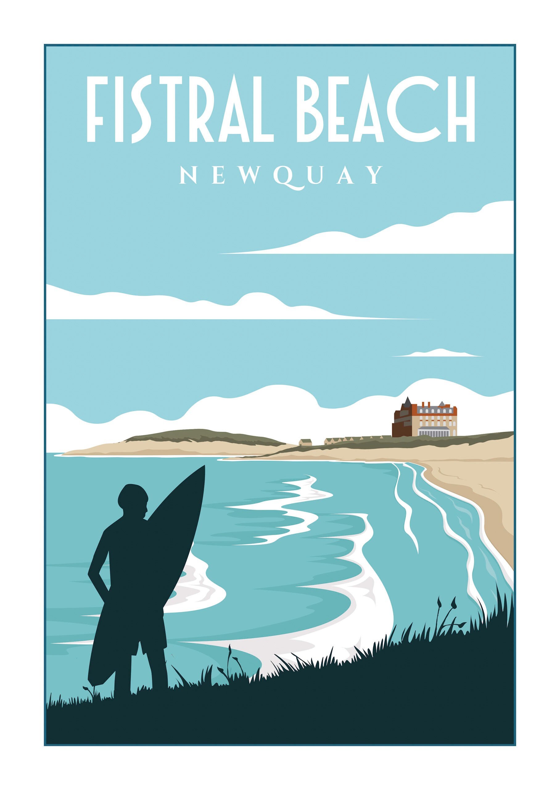 Fistral Beach Travel Poster Newquay Poster Print Cornwall - Etsy