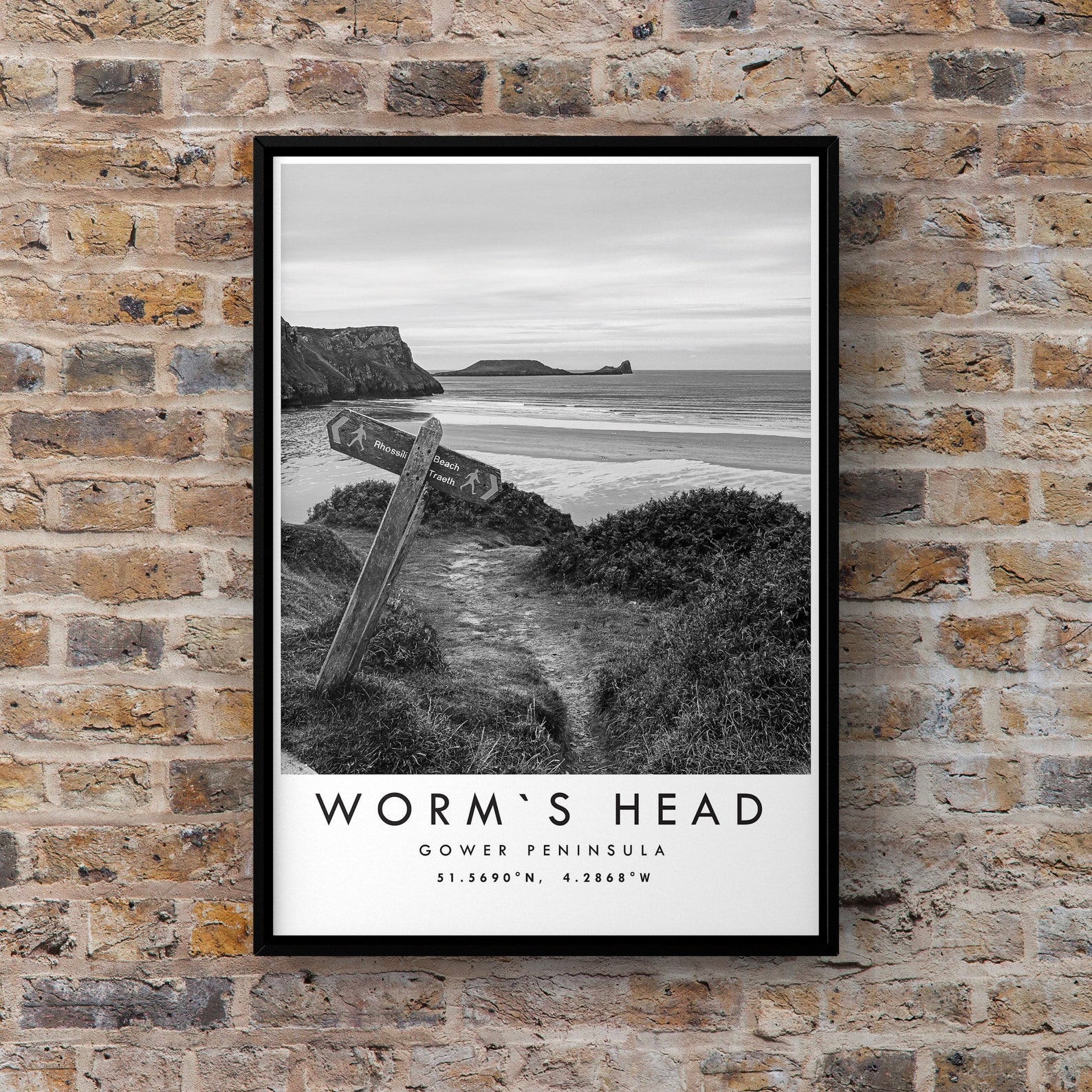 Worms Head Gower Travel Print Gower Peninsula Poster Black - Etsy UK