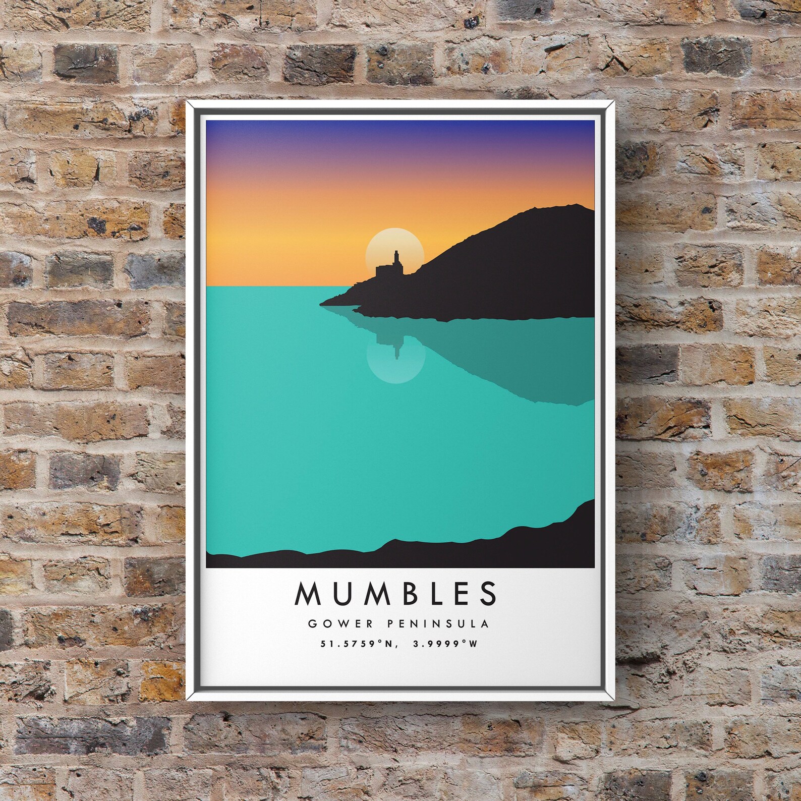 Contemporary Mumbles Gower Art Print Colourful Wales Travel | Etsy