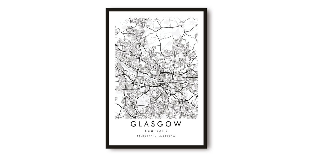 Glasgow Map Print, Glasgow Poster Print, Scotland City Map Print ...