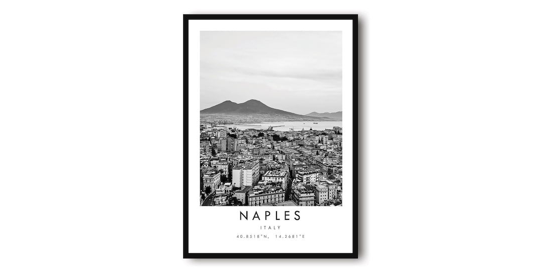 Naples Travel Print, Naples Poster, Unique Wallart Decor, Black and ...