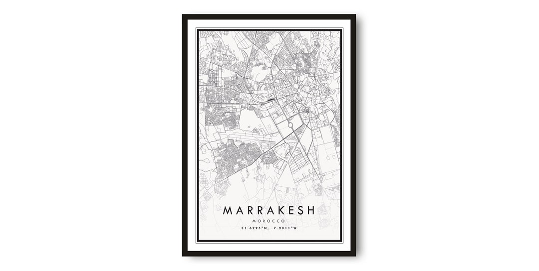 Marrakesh Map Print, Morocco Poster Print, City Map Prints, Prints of ...