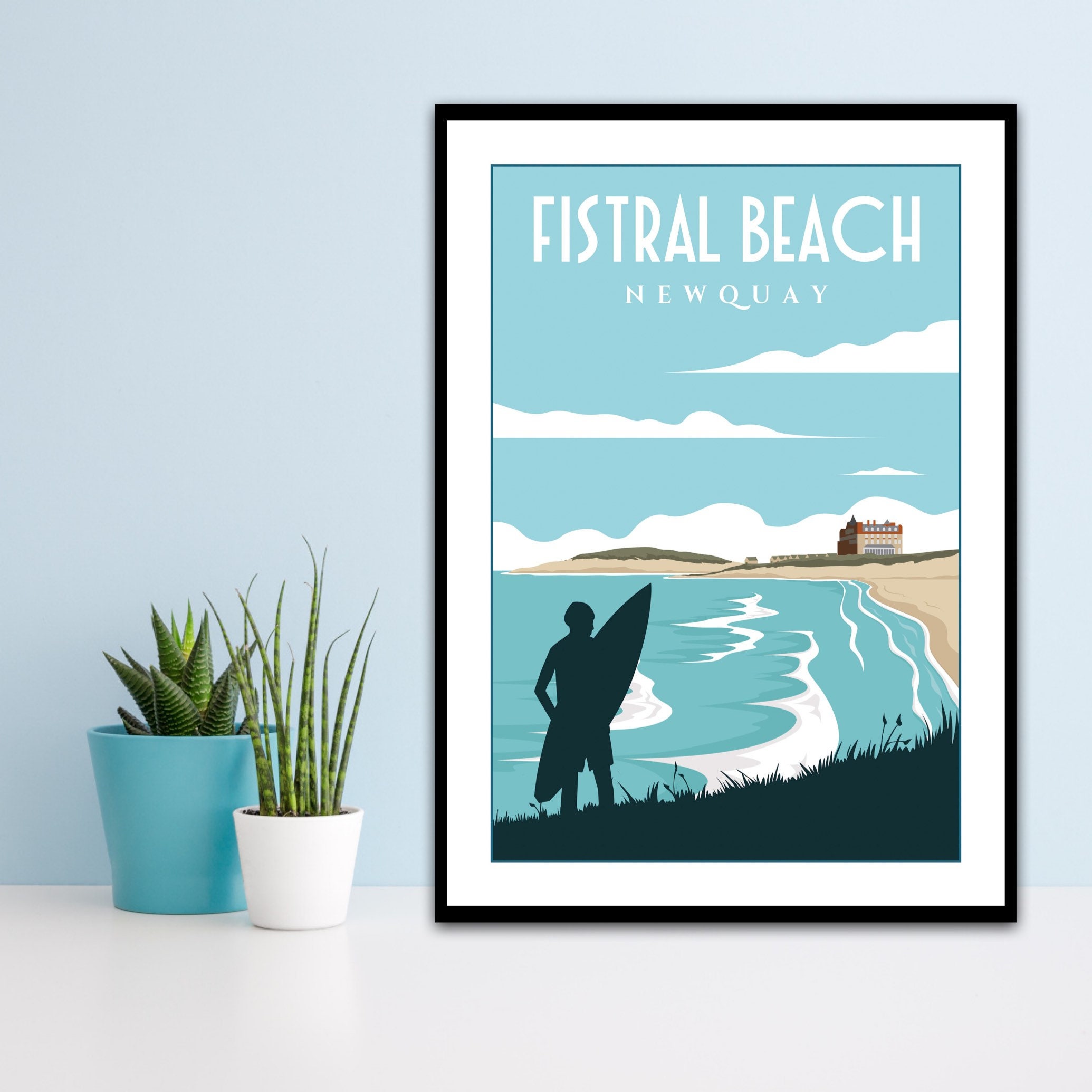 Fistral Beach Travel Poster Newquay Poster Print Cornwall - Etsy