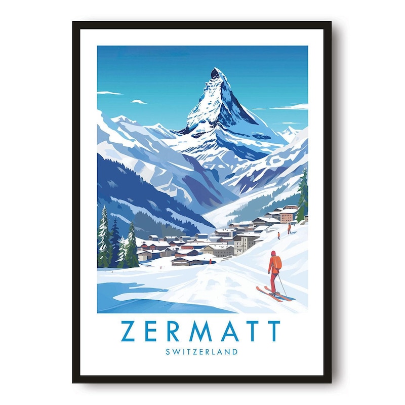 Vintage Zermatt Ski Poster - Etsy UK