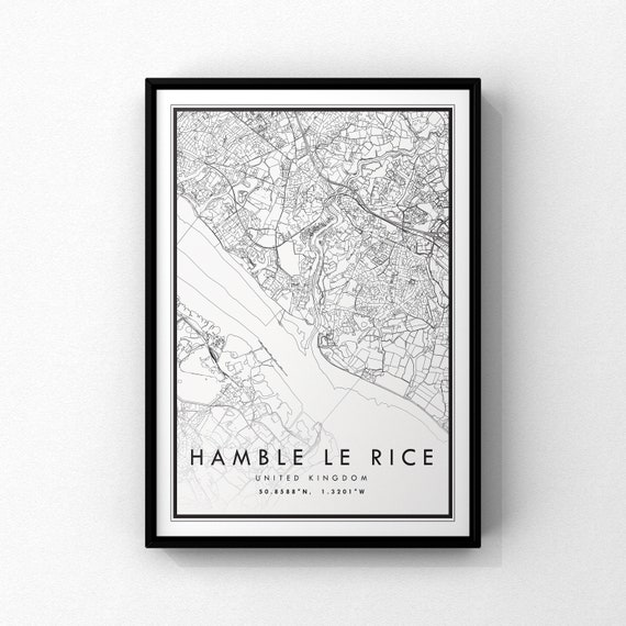Hamble Le Rice Map Print England Poster Print City Map | Etsy