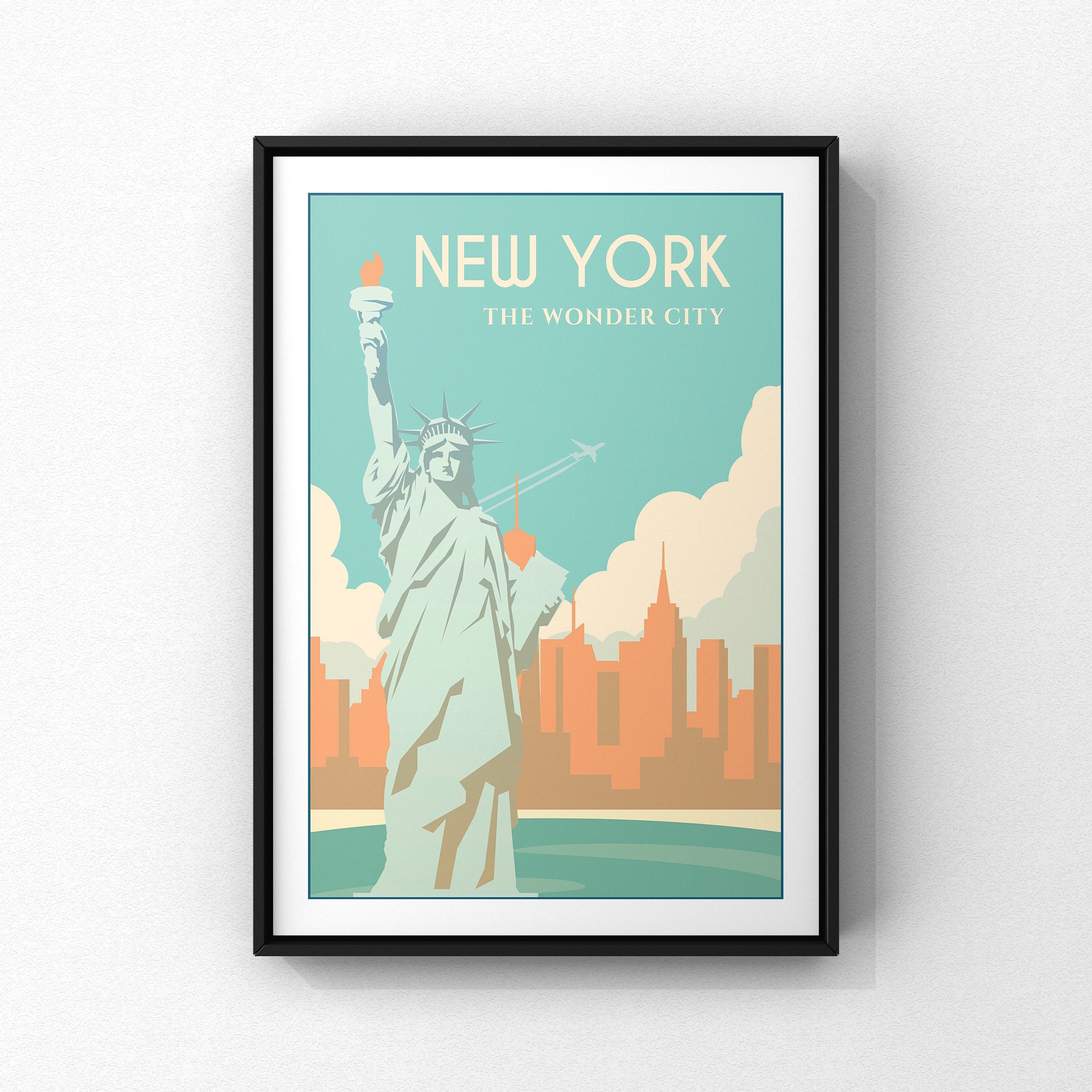 New York Travel Poster New York Poster Colourful Print - Etsy