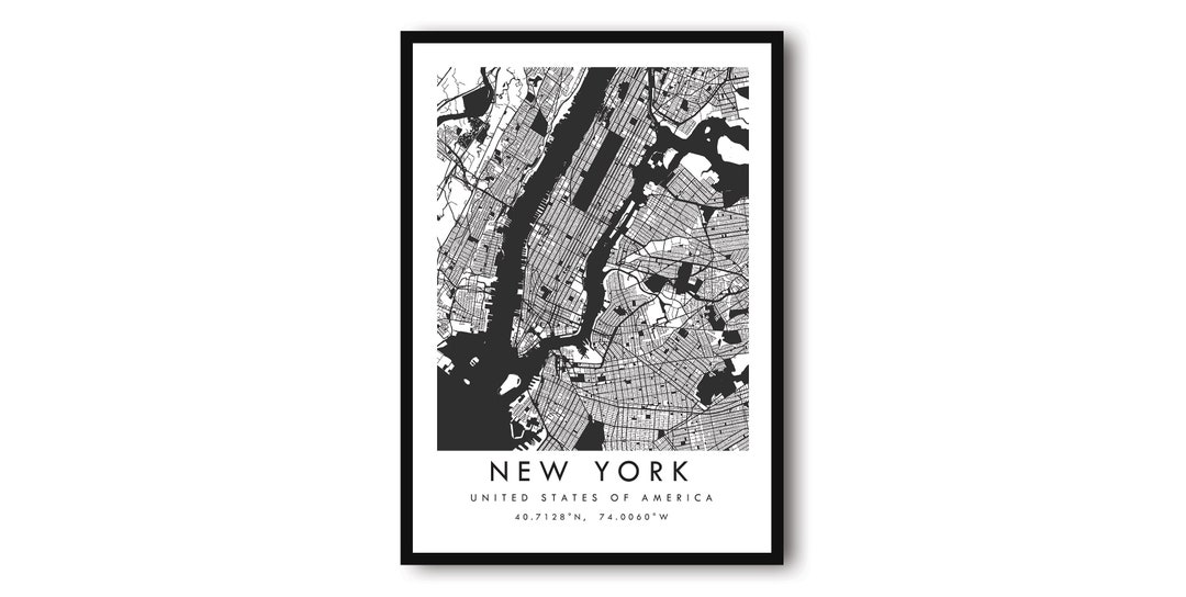 New York Map Print, New York Poster Print, New York Wall Art Minimalist ...