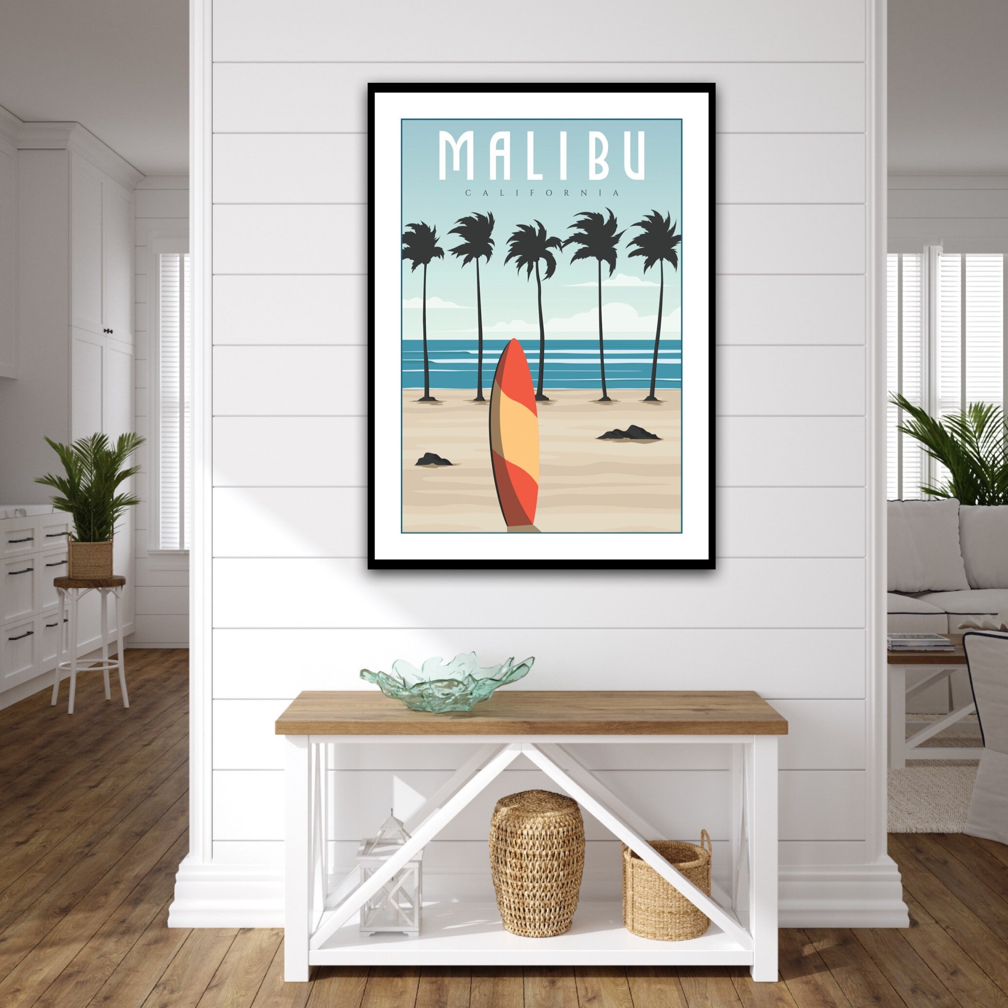 Malibu Travel Poster California Poster Print Cornwall Wall - Etsy