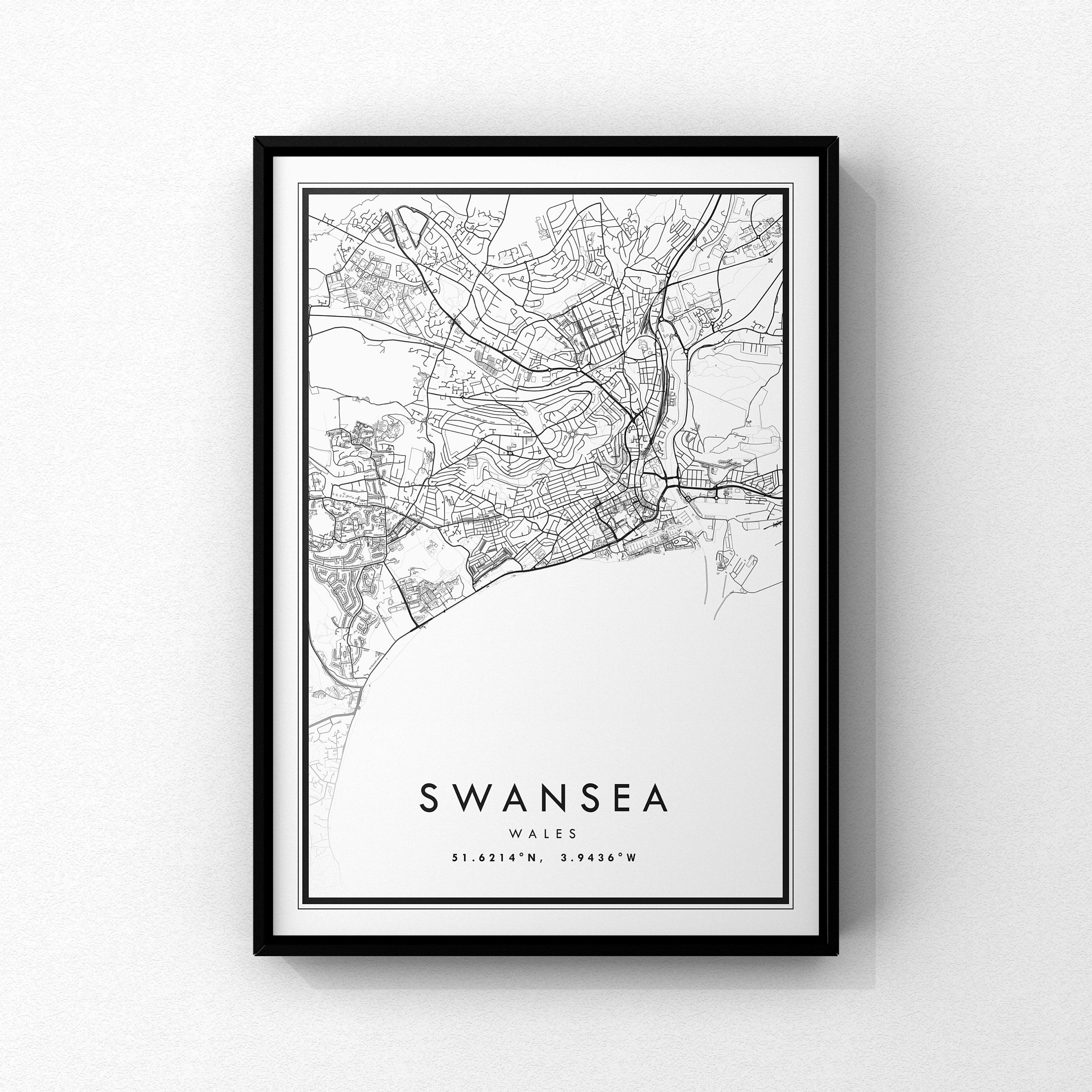Swansea Map Print Swansea Poster Print Swansea City Map | Etsy