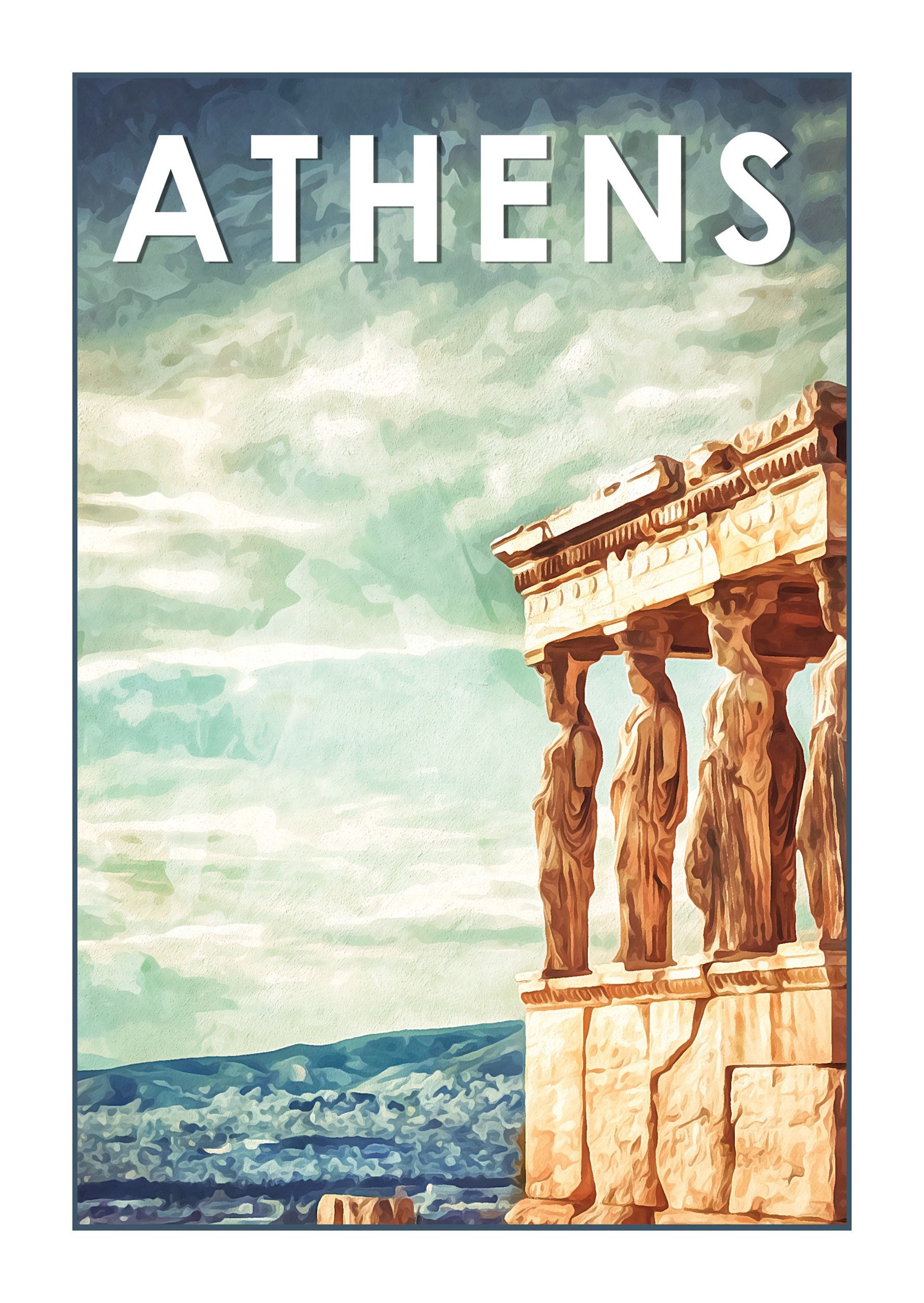 Athens Travel Poster Greece Poster Colourful Print Unique - Etsy