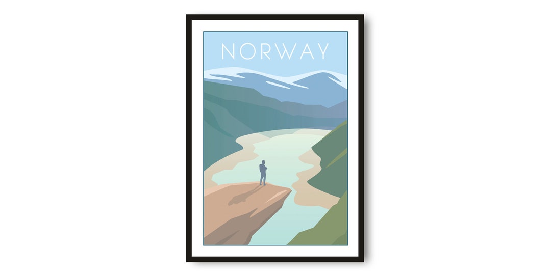 Norway Travel Poster, Norway Poster, Colourful Print, Unique Wall Art ...