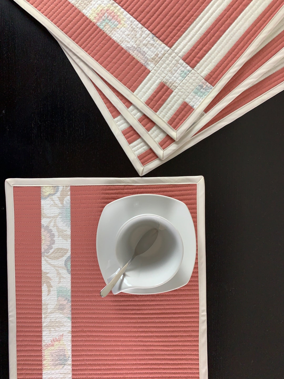 Set of 4 Handmade Modern/asian Inspired Placemats/quilted/table Top ...