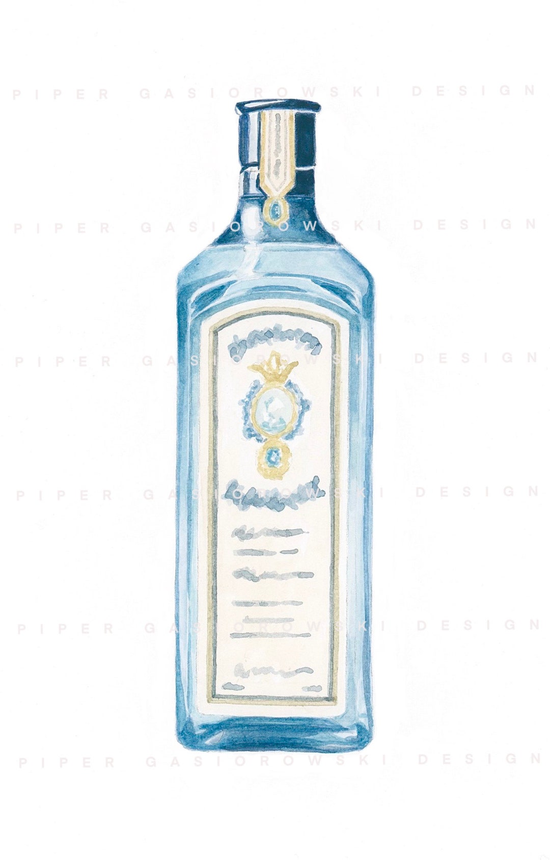 Original Artwork, Hand Painted Watercolor - Gin Bottle - Etsy