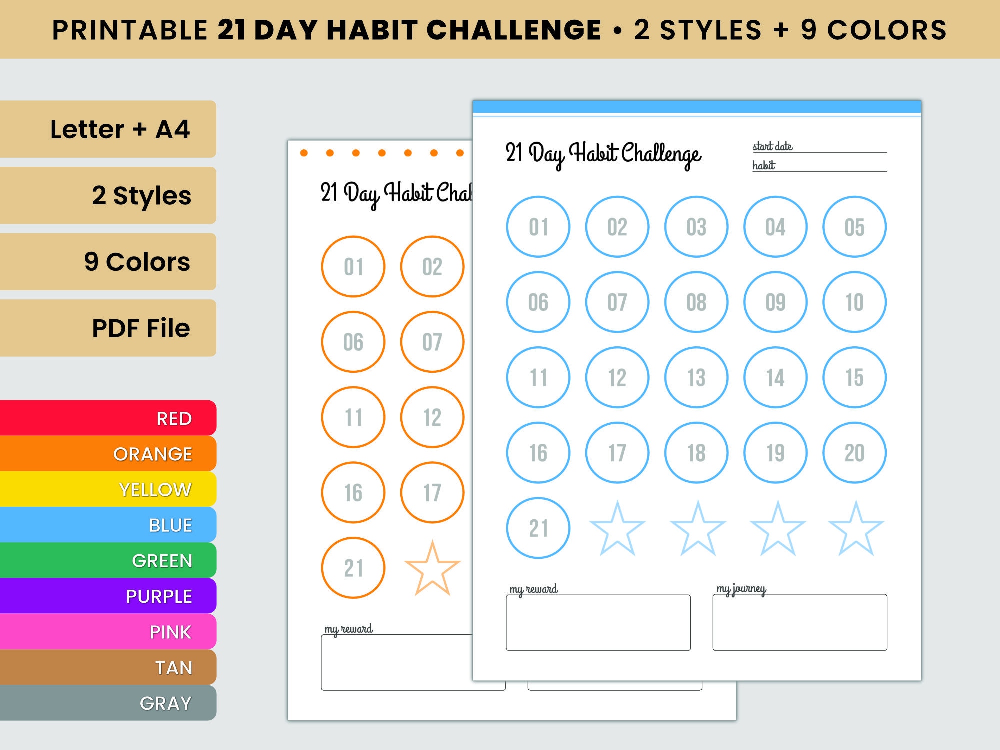 21 Day Habit Challenge, Habit Forming, Goal Setting, Progress Tracker ...