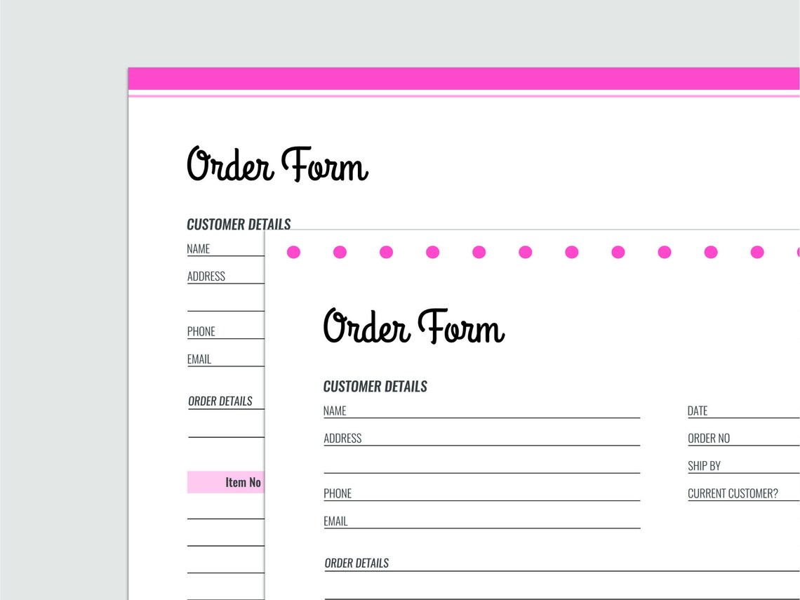 Order Form Template Form, Customer Order Form Printable, Purchase Order ...
