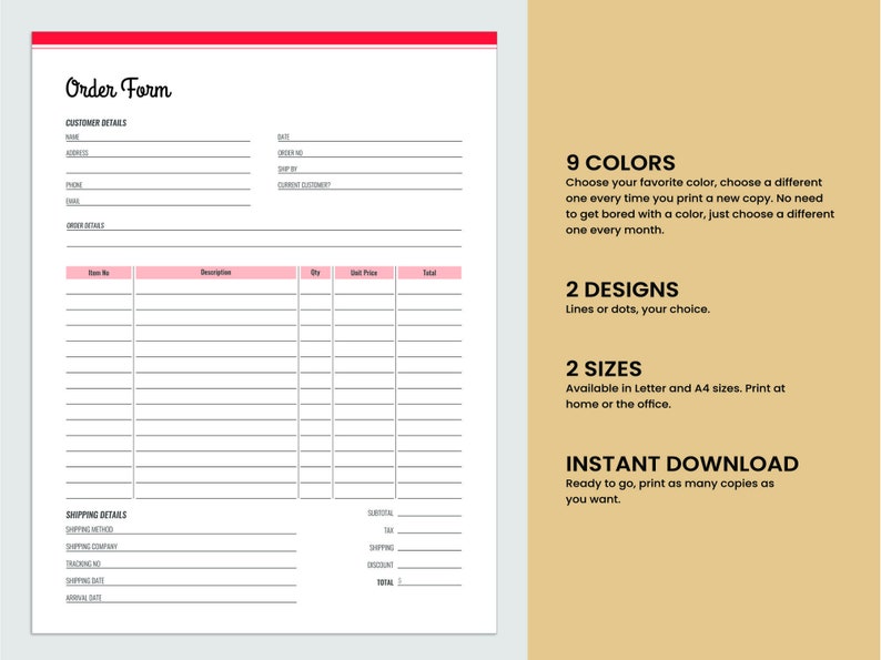 Order Form Template Form, Customer Order Form Printable, Purchase Order ...