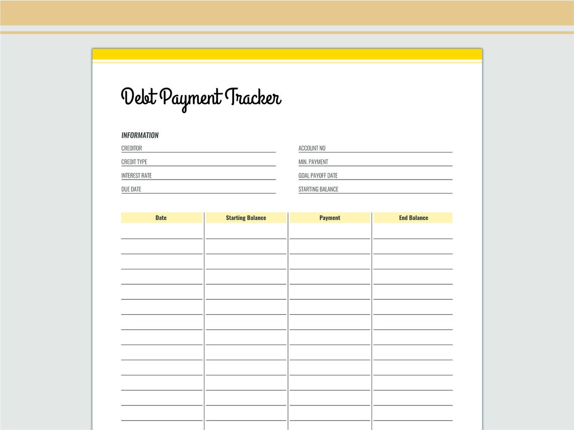 Debt Payment Tracker Printable Form, Money Planner, Budget Planner ...