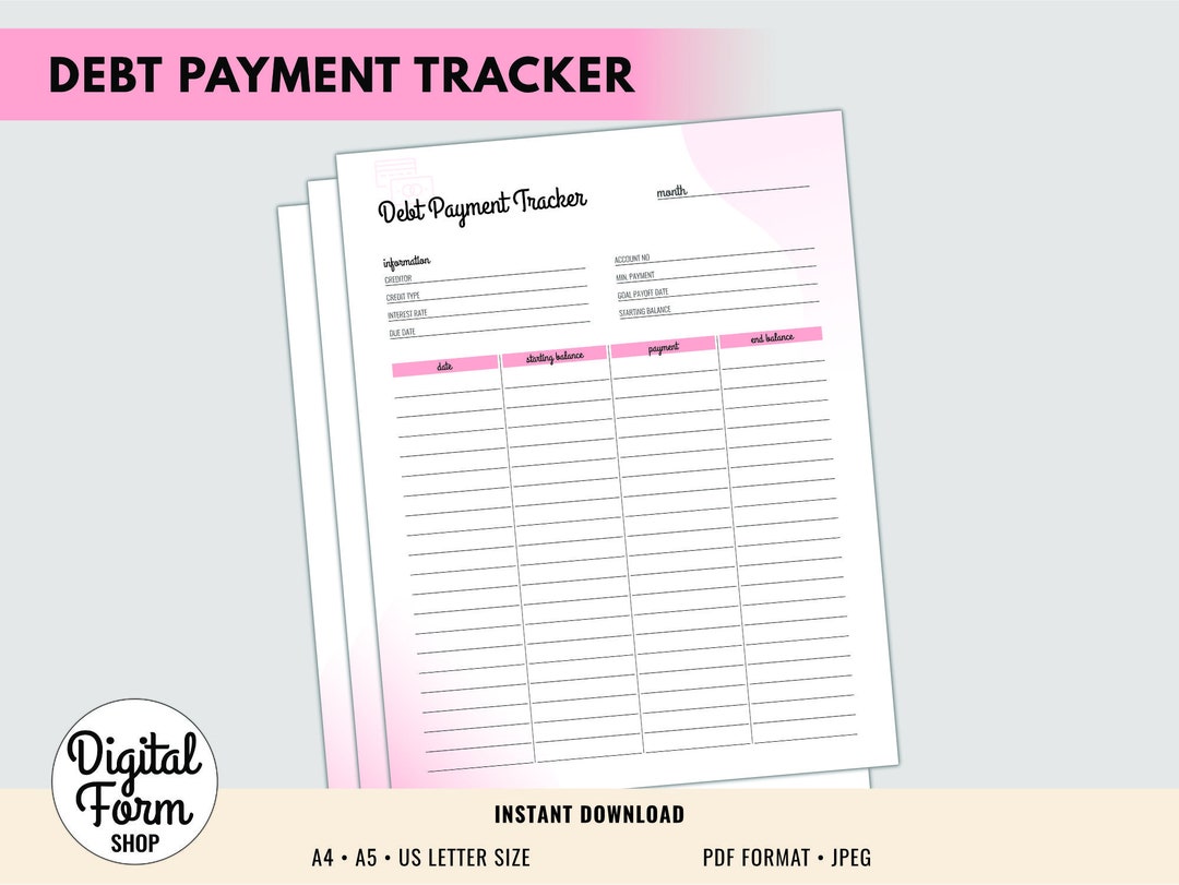Debt Payment Tracker Printable, Money Planner, Budget Planner, Debt ...