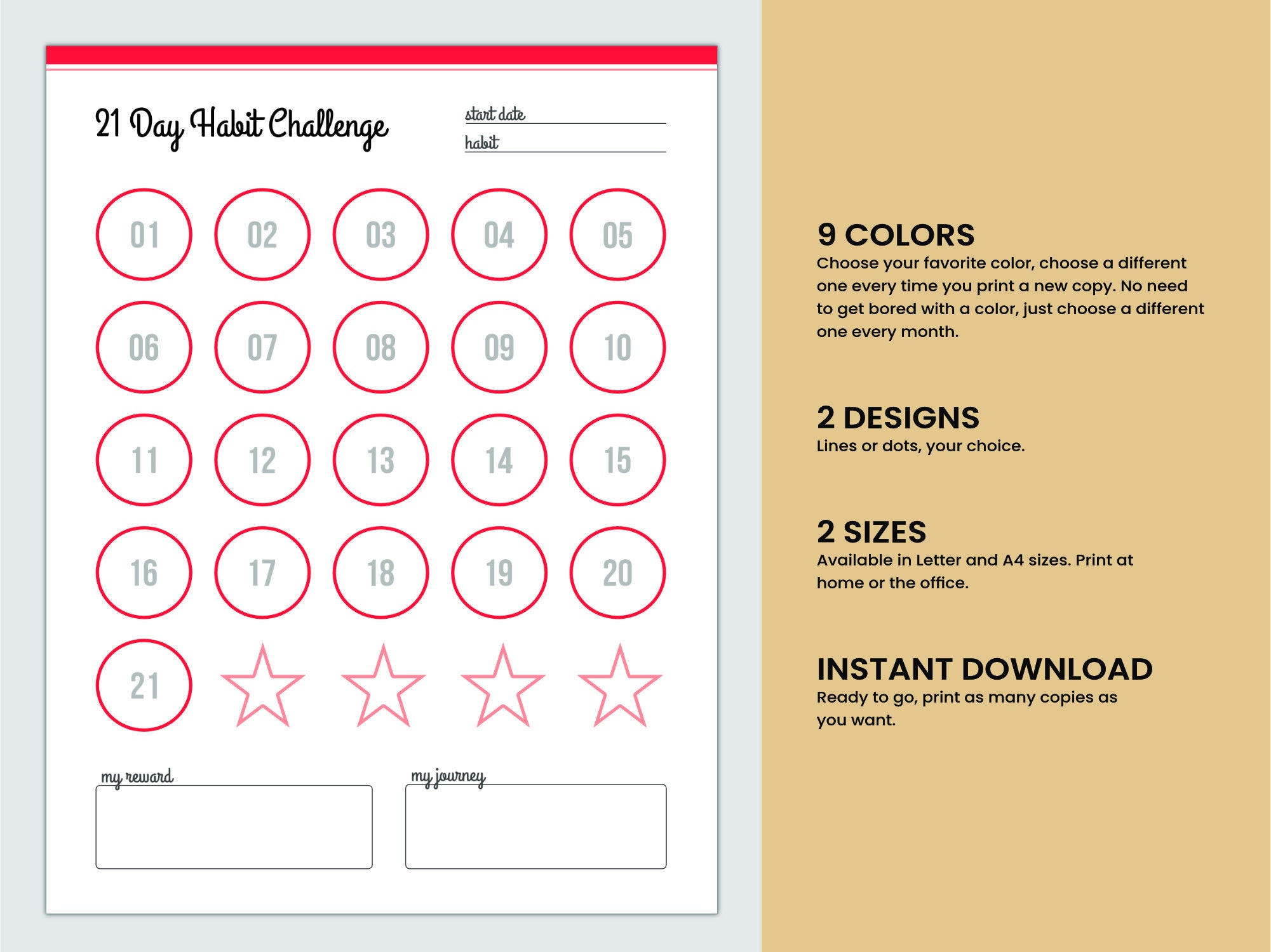 21 Day Habit Challenge, Habit Forming, Goal Setting, Progress Tracker ...