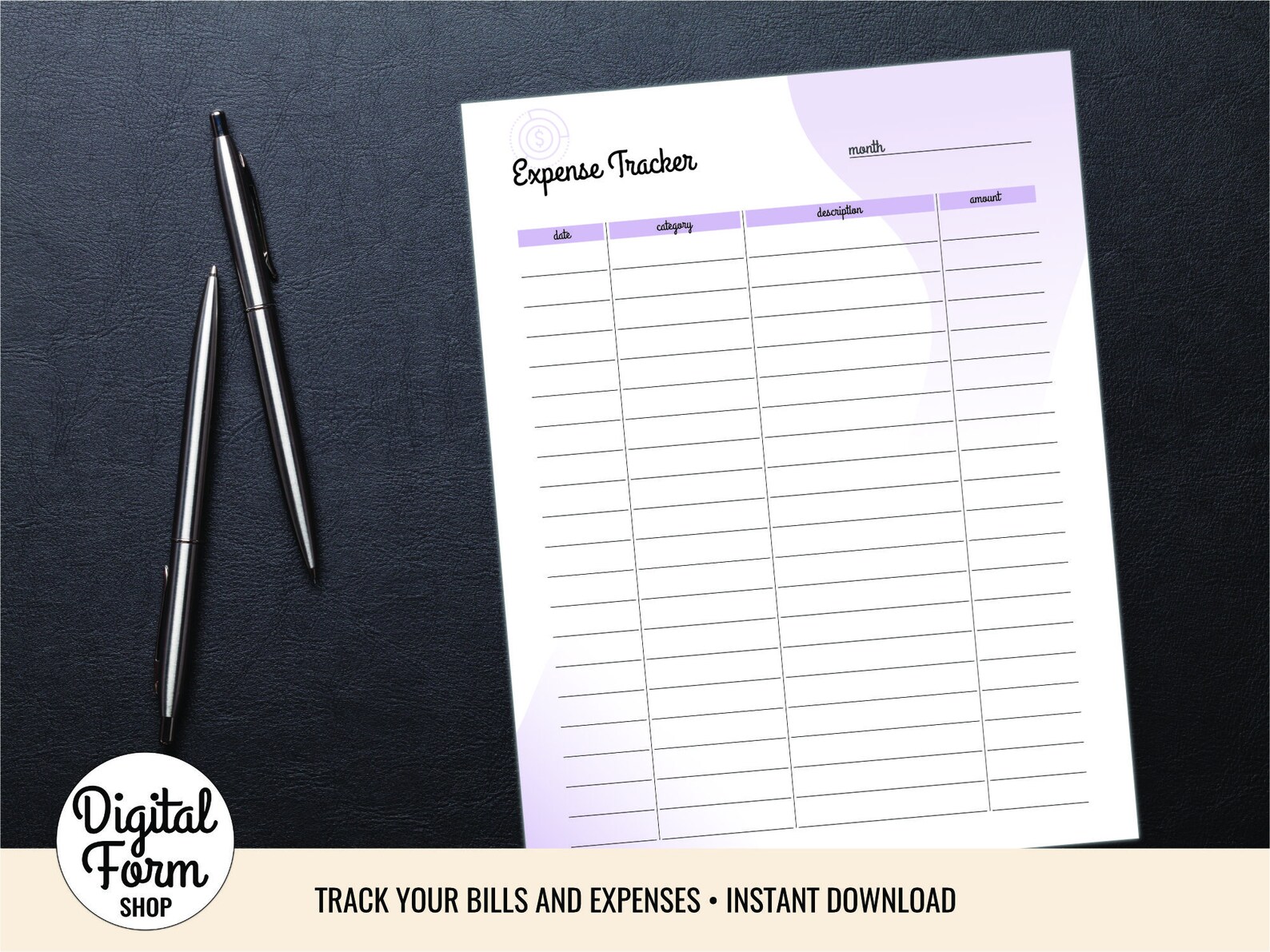 Expense Tracker Printable Purple Form expense Sheet Money | Etsy
