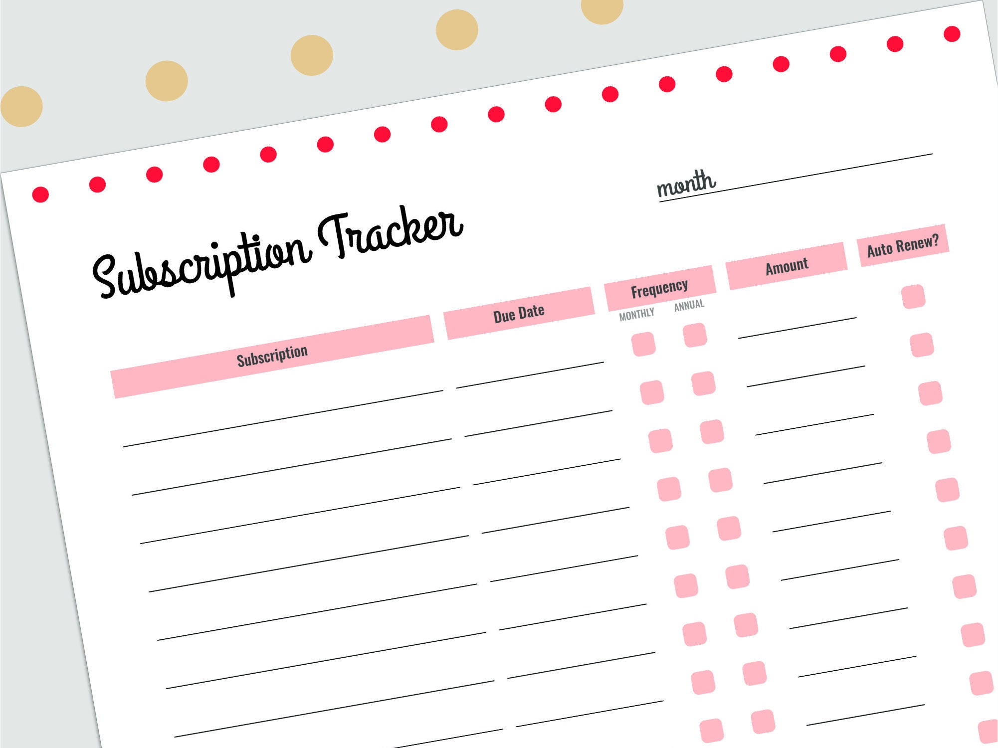 Subscription Tracker Printable, Expense Budget, Checklist (PDF) - Etsy