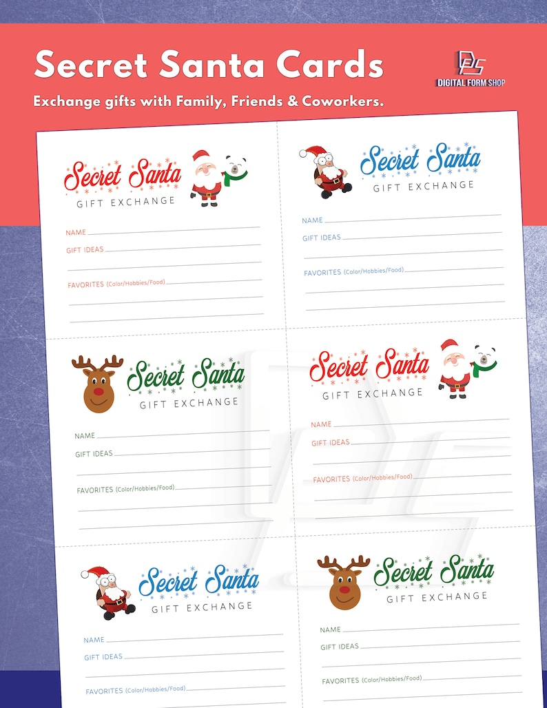 Secret Santa Form Santa Wish List Secret Santa for Work - Etsy