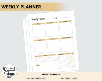 Tan Weekly Planner - Etsy