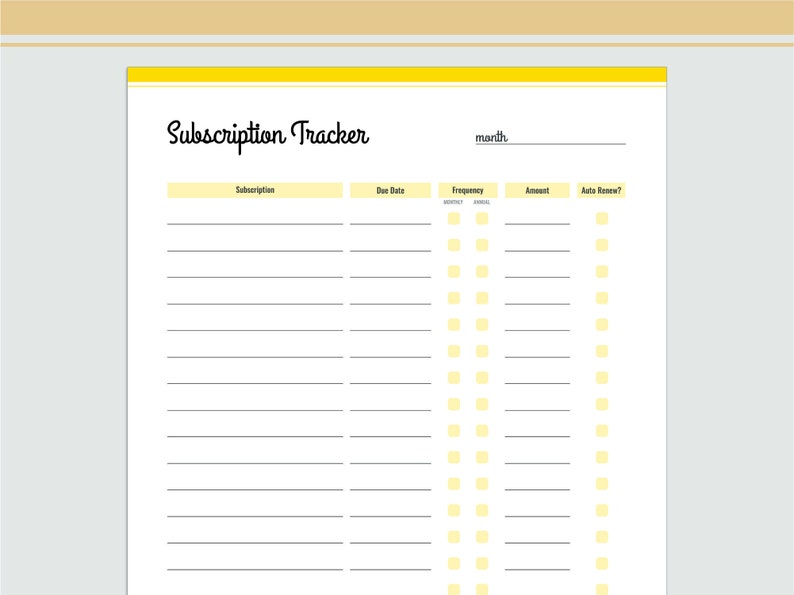 Subscription Tracker Printable, Expense Budget, Checklist (PDF) - Etsy
