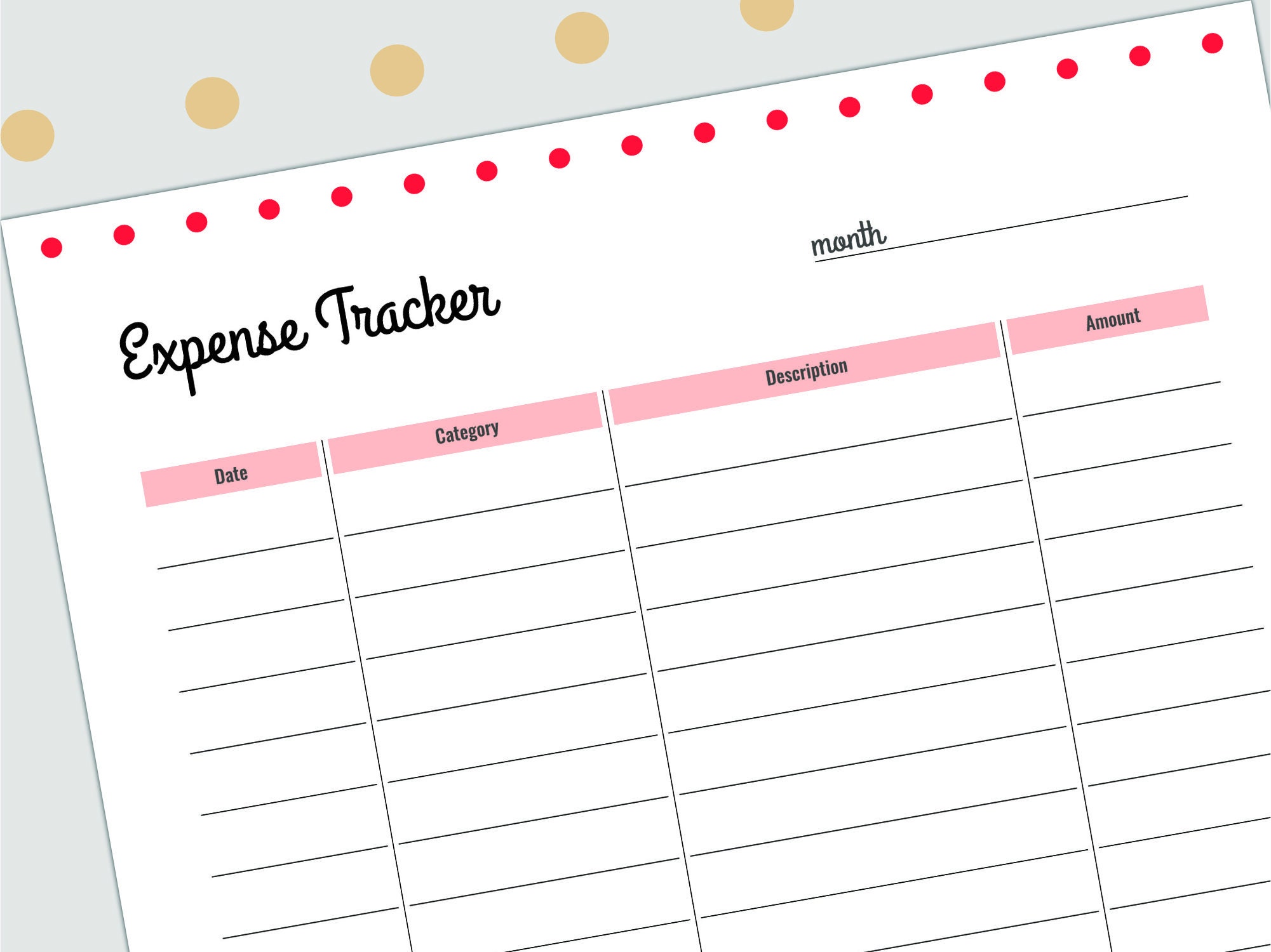 Expense Tracker Printable (18 Forms With 9 Colors & 2 Designs, Money ...