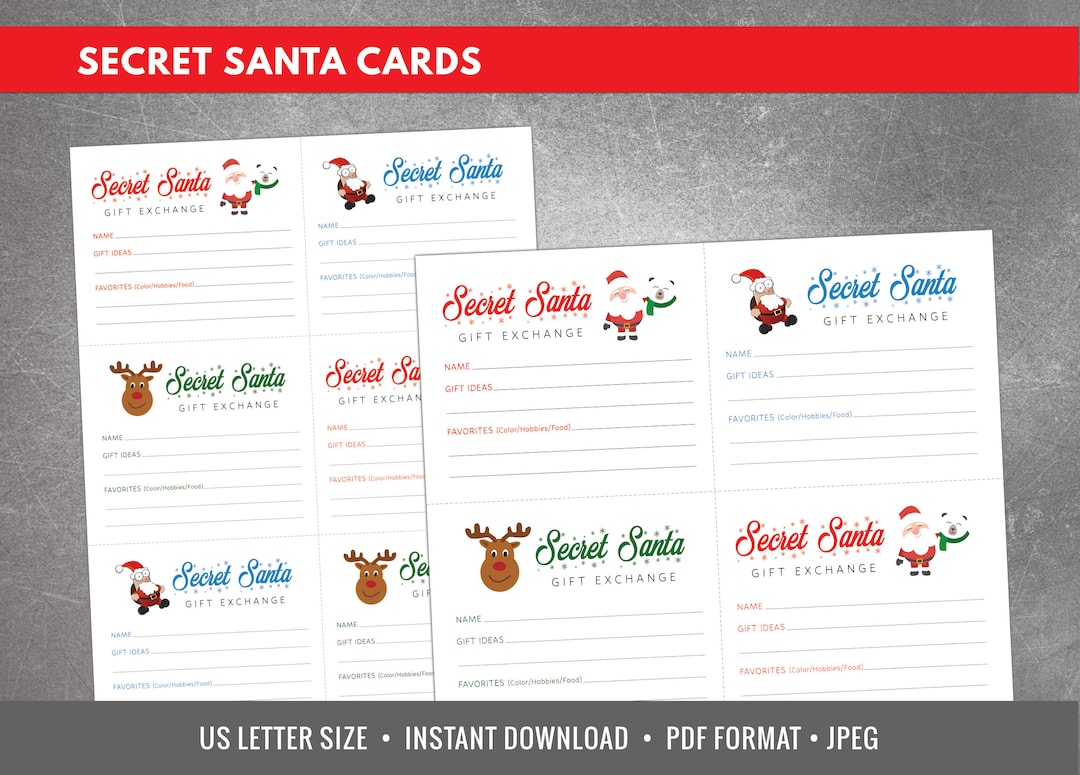 Secret Santa Form, Santa Wish List, Secret Santa for Work, Printable ...
