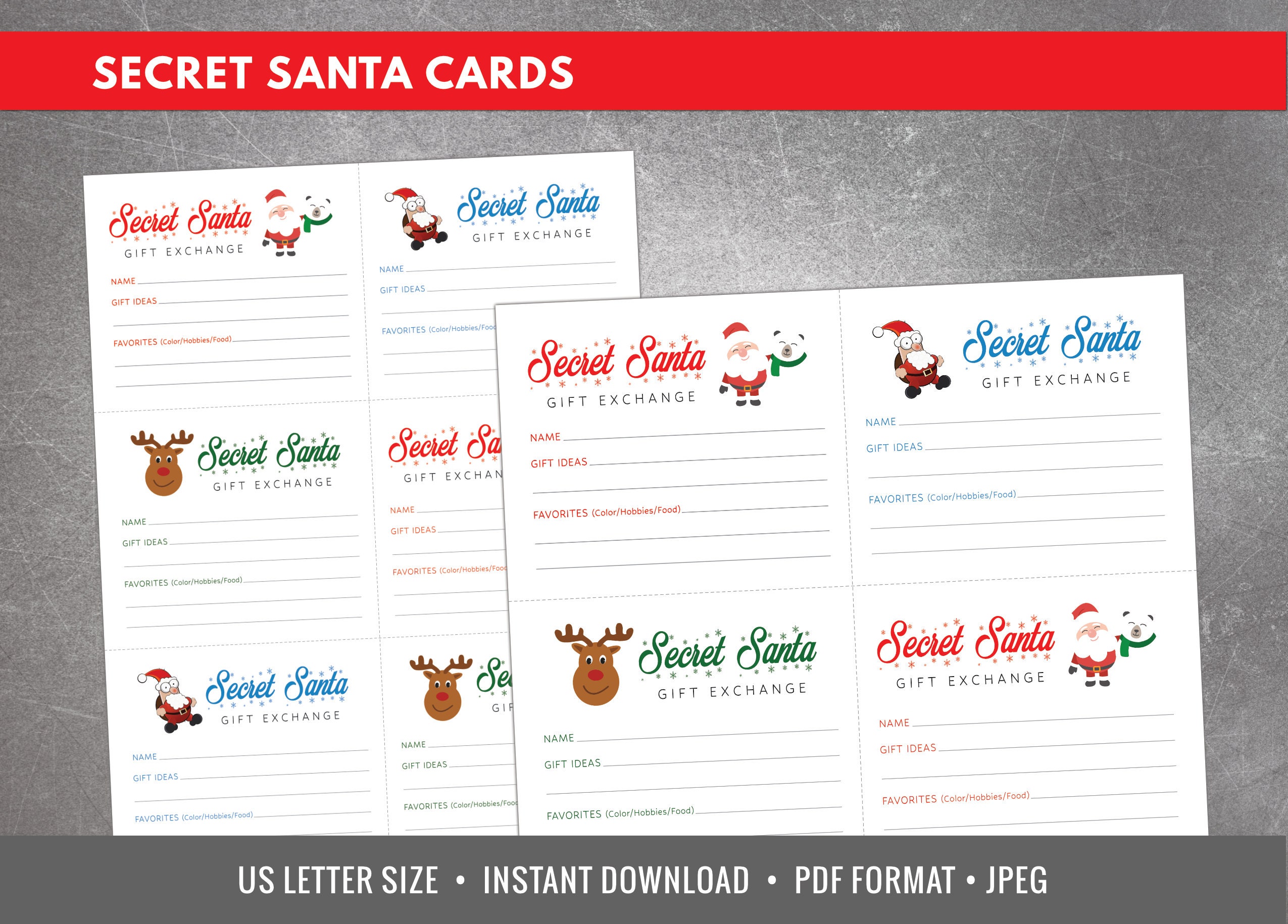 Secret Santa Form, Santa Wish List, Secret Santa for Work, Printable ...