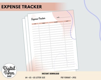 Expense Tracker Printable Purple Form expense Sheet Money | Etsy