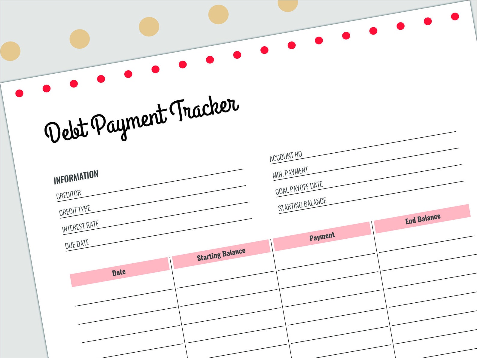 Debt Payment Tracker Printable Form, Money Planner, Budget Planner ...
