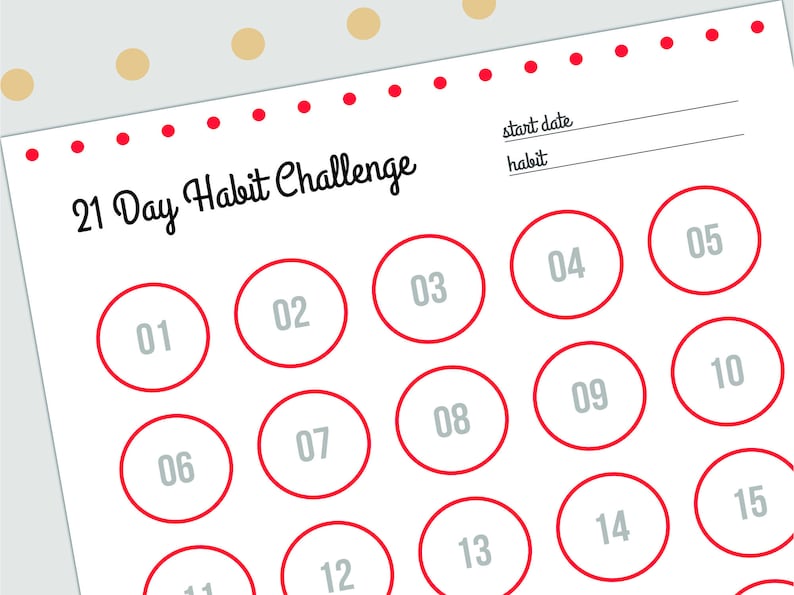 21 Day Habit Challenge, Habit Forming, Goal Setting, Progress Tracker ...