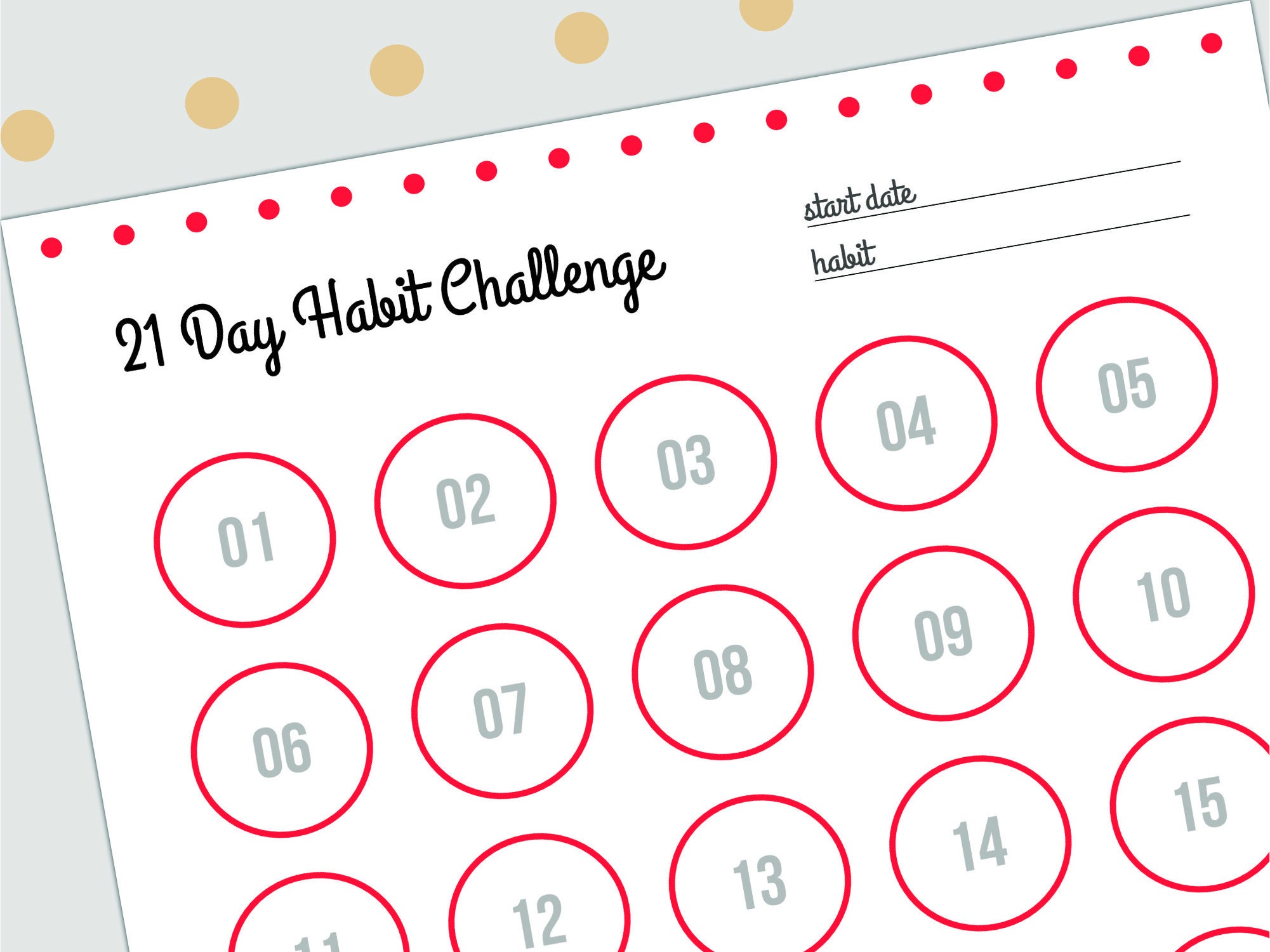 21 Day Habit Challenge, Habit Forming, Goal Setting, Progress Tracker ...