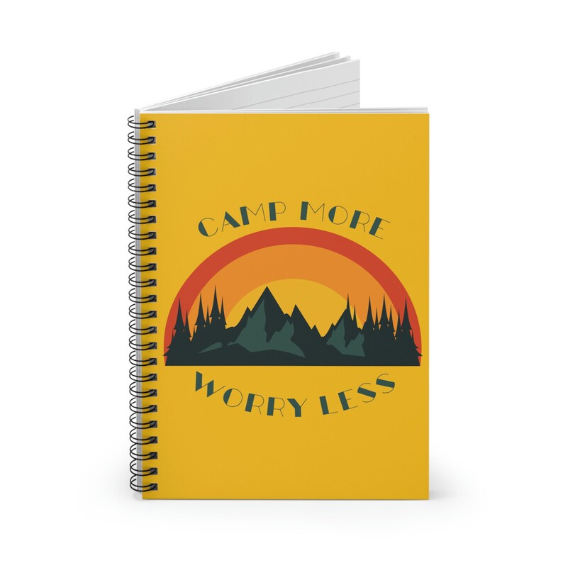 Camp More, Worry Less Spiral Notebook - 118 Ruled Line Pages (59 Sheets ...