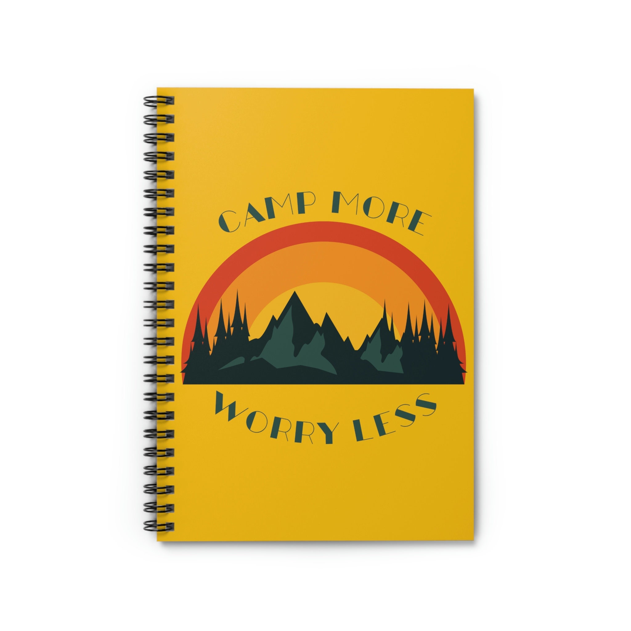 Camp More, Worry Less Spiral Notebook - 118 Ruled Line Pages (59 Sheets ...
