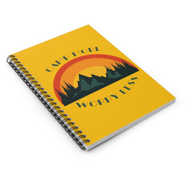 Camp More, Worry Less Spiral Notebook - 118 Ruled Line Pages (59 Sheets ...