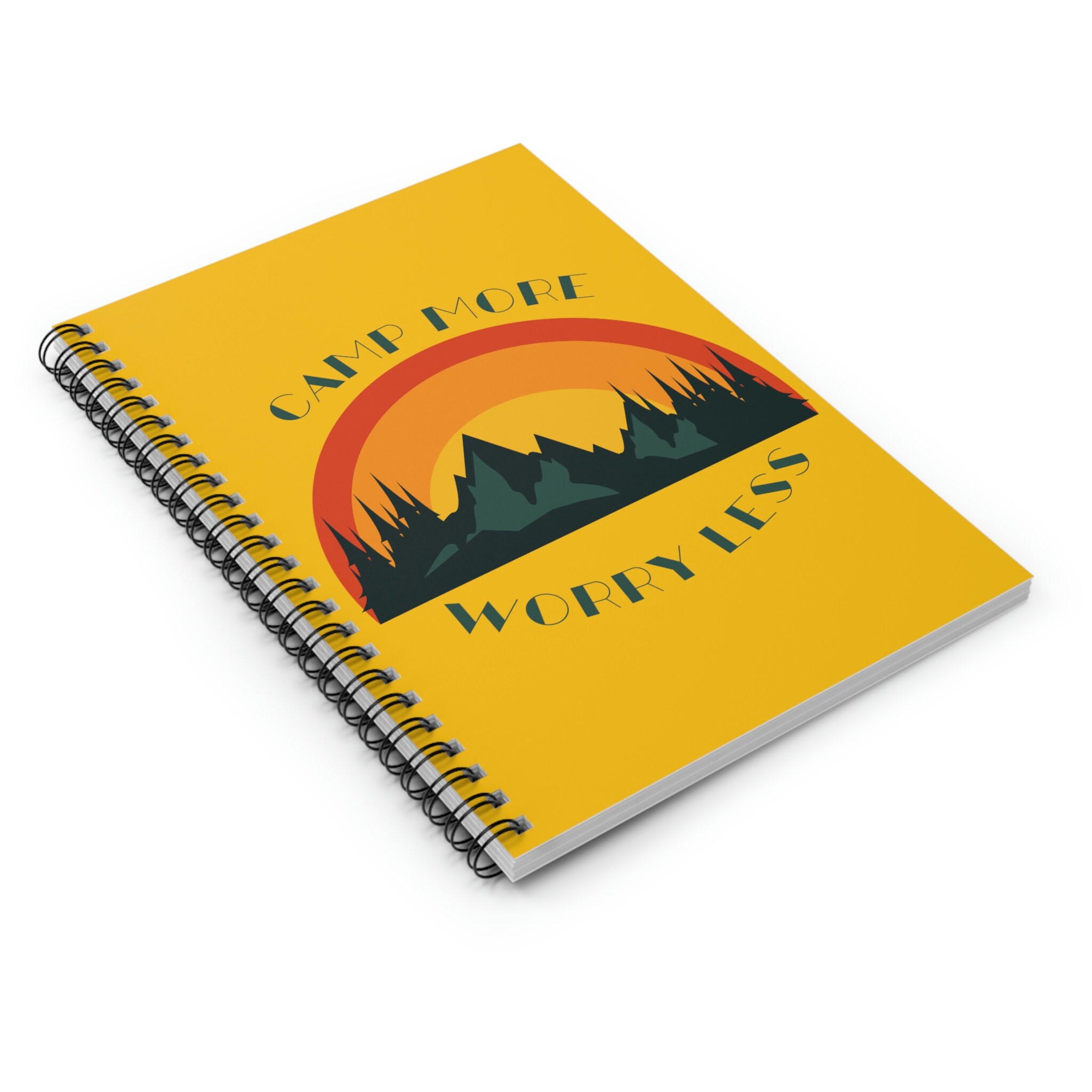 Camp More, Worry Less Spiral Notebook - 118 Ruled Line Pages (59 Sheets ...