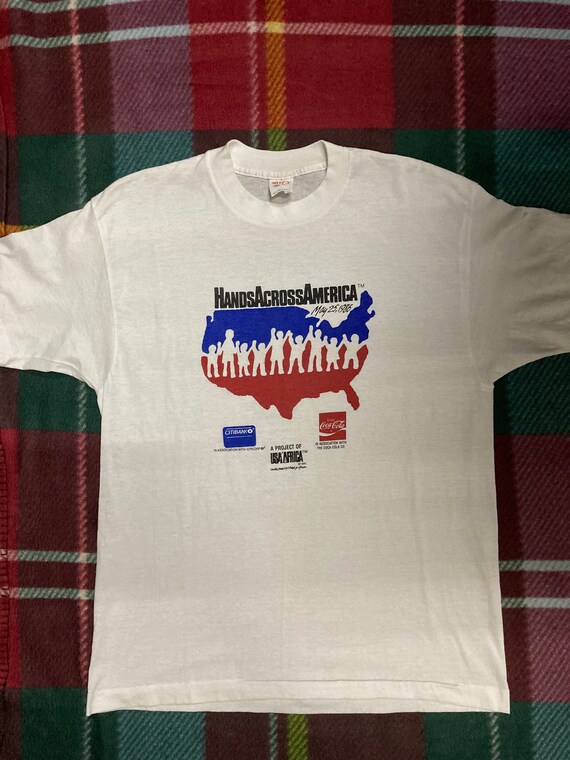 Vintage 1986 Hands Across America Campaign Tshirt - Gem