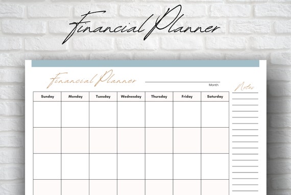 Financial Calendar Printable Financial Planner Printable Etsy