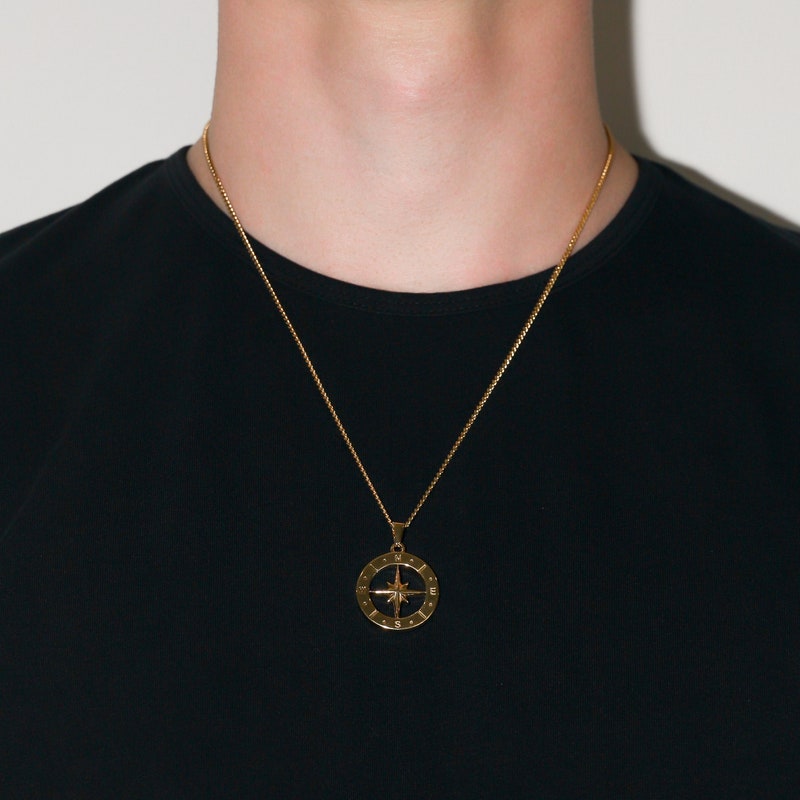 Gold Compass Pendant - Etsy